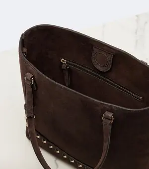 Valentino Garavani Rockstud Small Suede Top-handle Bag