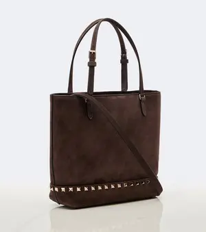 Valentino Garavani Rockstud Small Suede Top-handle Bag
