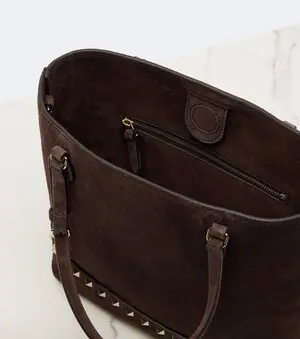 Valentino Garavani Rockstud Small Suede Top-handle Bag