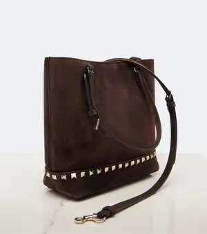 Valentino Garavani Rockstud Small Suede Top-handle Bag