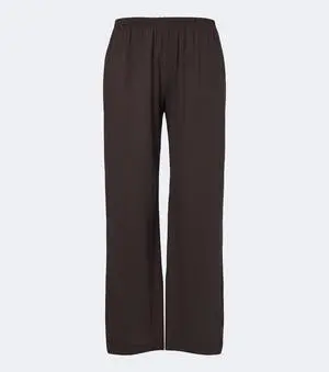 LESET Milo Cropped Cotton Wide-leg Pants - Brown