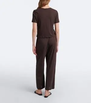 LESET Milo Cropped Cotton Wide-leg Pants
