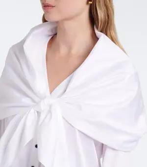 Tove Nia Cotton Poplin Shirt With Draped Bow Detail