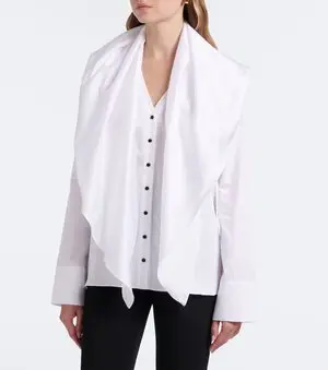 Tove Nia Cotton Poplin Shirt With Draped Bow Detail