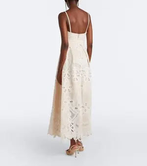 Elie Saab Belted Embroidered Midi Dress