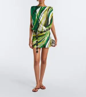 Christopher Esber Belted Printed Silk Minidress