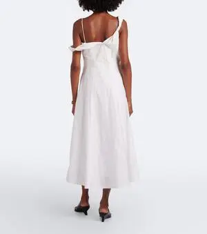 RÓHE Off-shoulder Cotton-blend Midi Dress - White