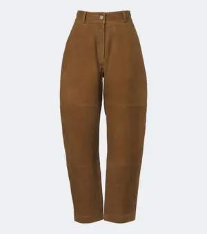RÓHE Röhe Suede Barrel-leg Pants - Brown