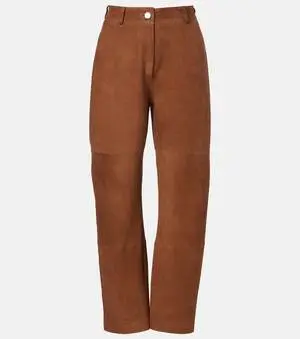 RÓHE Röhe Suede Barrel-leg Pants - Brown