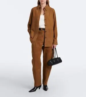 RÓHE Suede Barrel-leg Pants - Brown