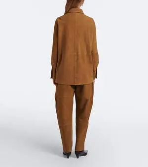 RÓHE Suede Barrel-leg Pants - Brown