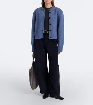 RÓHE Berber Cotton Corduroy Barrel-leg Pants - Blue
