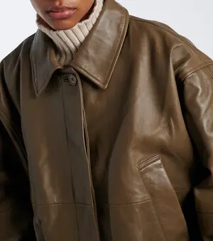 RÓHE Leather Blouson Jacket - Brown