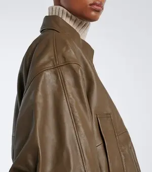 RÓHE Leather Blouson Jacket - Brown