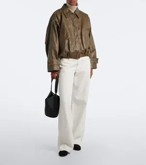 RÓHE Leather Blouson Jacket - Brown