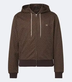 WALES BONNER Hooded Jacquard Track Jacket - Brown