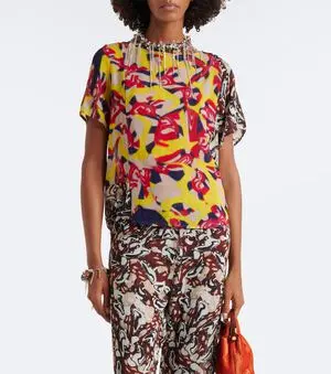Dries Van Noten Printed Draped Top
