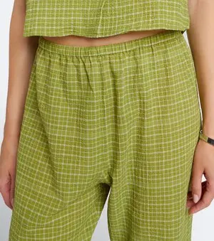 Asceno Loreto Checked Cotton Wide-leg Pants