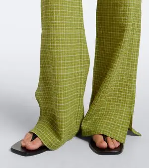 Asceno Loreto Checked Cotton Wide-leg Pants