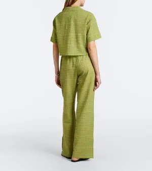 Asceno Loreto Checked Cotton Wide-leg Pants