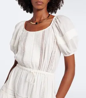 Ulla Johnson Isolde Embroidered Tiered Cotton Midi Dress