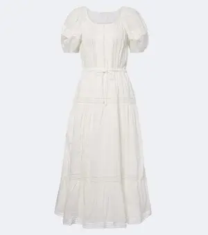 Ulla Johnson Isolde Embroidered Tiered Cotton Midi Dress - White
