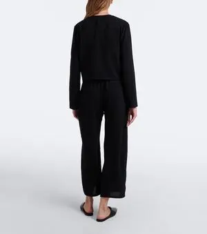 LESET Cropped Wide-leg Trousers