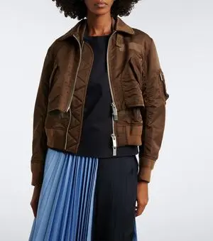 Sacai Layered Technical Bomber Jacket - Brown