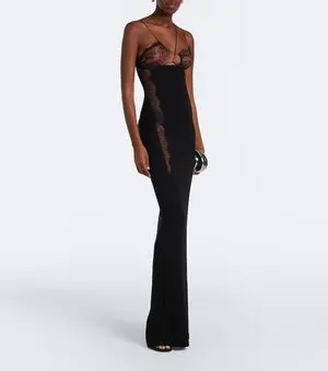 NENSI DOJAKA Cutout Lace-trimmed Maxi Dress