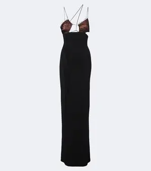 NENSI DOJAKA Cutout Lace-trimmed Maxi Dress - Black