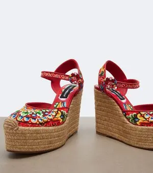 Dolce & Gabbana Carretto Canvas Espadrille Wedges