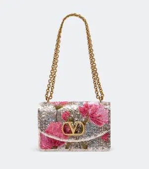 Valentino Garavani Vain Small Sequined Floral Shoulder Bag - Multicoloured
