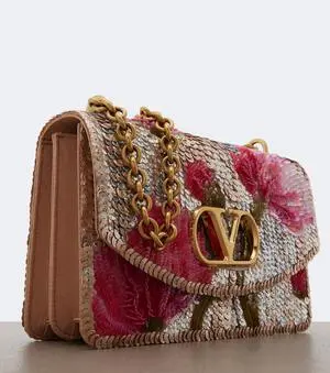 Valentino Garavani Vain Small Sequined Floral Shoulder Bag