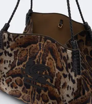 Etro Leopard-print Velvet Tote Bag