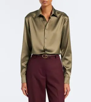 Ralph Lauren Adrien Satin Shirt - Green