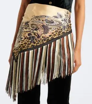 Etro Fringed Printed Silk Twill Scarf