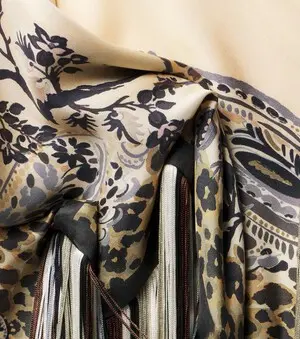 Etro Fringed Printed Silk Twill Scarf