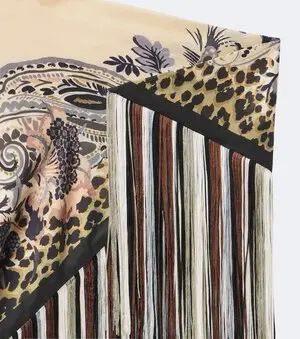 Etro Fringed Printed Silk Twill Scarf