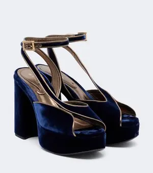 Etro Velvet Platform Sandals - Blue