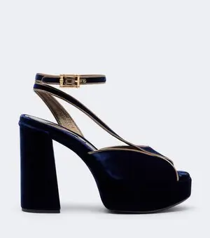Etro Velvet Platform Sandals - Blue