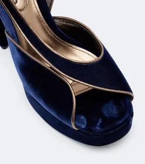 Etro Velvet Platform Sandals - Blue