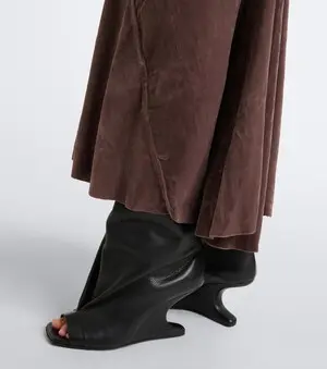 Rick Owens Draped Velvet Midi Dress - Brown
