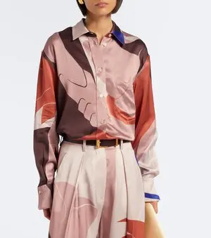 Victoria Beckham Printed Crêpe Satin Shirt