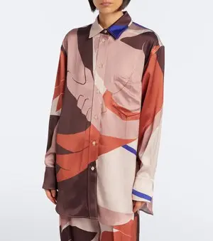 Victoria Beckham Printed Crêpe Satin Shirt
