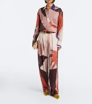 Victoria Beckham Printed Crêpe Satin Shirt