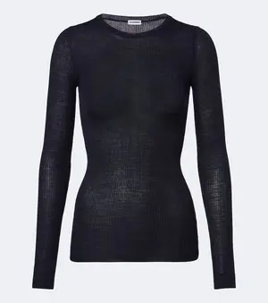 JIL SANDER Ribbed-knit Wool Sweater - Blue
