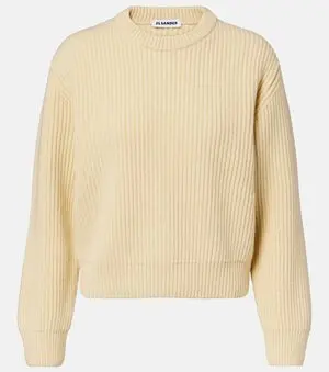 JIL SANDER Ribbed-knit Wool Sweater - Yellow