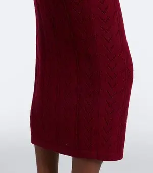 Alessandra Rich Ruffled Knitted Pointelle Midi Dress