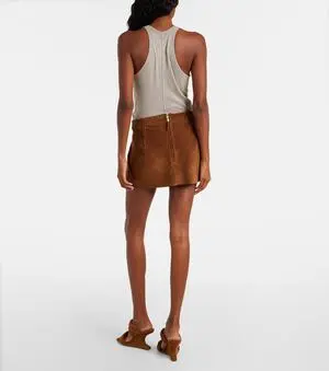 Rick Owens Fog Suede Miniskirt - Brown