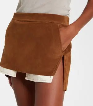 Rick Owens Fog Suede Miniskirt - Brown